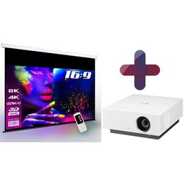 LG HU810PW Forte CineBeam Laser Heimkino Beamer 2700 ANSI Lumen + eSmart MIMOTO Motor Leinwand 254 cm 100 Zoll