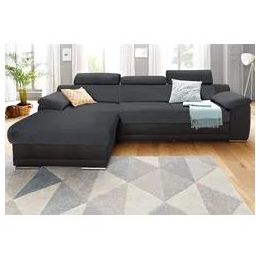 Sit & More Ecksofa SIT & MORE "Xenia L-Form" Sofas Gr. B/H/T: 271cm x 94cm x 168cm, Luxus-Microfaser ALTARA NUBUCK, Recamiere links, mit Bettfunktion, schwarz (schwarz, dunkelgrau) wahlweise mit Bettfunktion