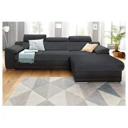 Sit & More Ecksofa SIT & MORE "Xenia L-Form" Sofas Gr. B/H/T: 271cm x 94cm x 168cm, Luxus-Microfaser ALTARA NUBUCK, Recamiere rechts, mit Bettfunktion, schwarz (schwarz, dunkelgrau) wahlweise mit Bettfunktion