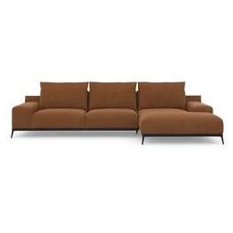 Ecksofa Machalke "lorenzo, L-Form" Sofas Gr. B/H/T: 336 cm x 90 cm x 100 cm, Leder RUSTICO, Recamiere rechts, braun (sand rustico)