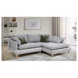 Ecksofa Collection AB "Mandela L-Form" Sofas Gr. B/H/T: 264cm x 94cm x 184cm, Cord-Samtvelours, Recamiere rechts, mit Bettfunktion und Bettkasten, grau (hellgrau) mit Bettfunktion und Bettkasten