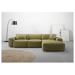 Ecksofa Andas "Glimminge auch in Breitcord, Feincord, Bouclé + Easy care-Bezug" Sofas Gr. B/H/T: 294cm x 71cm x 191cm, Chenille-Struktur, Recamiere rechts, grün (pistazie) L-Form, Breite 294, Zierkissen