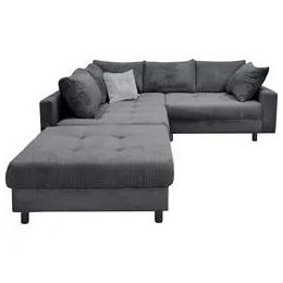 Ecksofa Home Affaire "Toni L-Form" Sofas Gr. B/H/T: 215cm x 44cm x 184cm, grau (anthrazit) inklusive Hocker, Ottomane beidseitig montierbar Bestseller