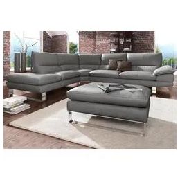 Ecksofa Calia italia "Dave, italienisches Designsofa mit erstklassigem Sitzkomfort, L-Form" Sofas Gr. B/H/T: 297cm x 87cm x 97cm, Leder BULL, Ottomane links, grau mit tollen Lederbezügen