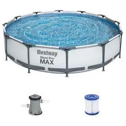 Framepool Bestway "Steel Pro Max" Schwimmbecken Gr. Ø/B/H/L: 366cm x Breite 34cm x Höhe 88,5cm x Länge 31,5cm, 6473 l, grau 366x76 cm