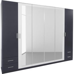 Drehtürenschrank Rauch "Flexx" Schränke Gr. B: 270 cm, 6 St., weiß (graumetallic, weiß) Drehtürenschränke mit 4 Schubkästen