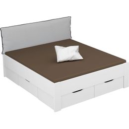 Stauraumbett Rauch "Aditio", weiß, B:166cm H:107cm L:208cm, Betten, inklusive Kopfteil und Schubkästen
