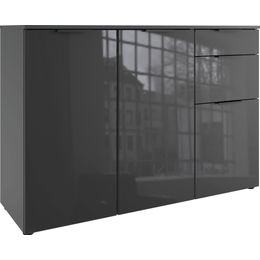 Kombikommode wimex "Level36 black C by fresh to go" Sideboards Gr. B/H/T: 122 cm x 84 cm x 41 cm, 2 St., grau (graphit, glas grey) mit Glaselementen auf der Front, soft-close Funktion, 122cm breit