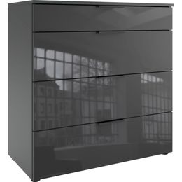 Schubkastenkommode wimex "Level36 black C by fresh to go" Sideboards Gr. B/H/T: 81 cm x 84 cm x 41 cm, 4, grau (graphit, glas grey) Schubladenkommoden mit Glaselementen auf der Front, soft-close Funktion, 81cm breit