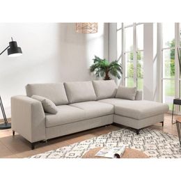 Tala - 4-sitzer ecksofa rechts - mit schlaffunktion und bettkasten - aus stoff - beige