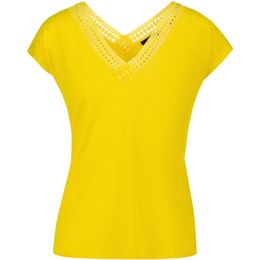 Zero T-Shirt, Kappärmel, Bordüre, für Damen, gelb, 42