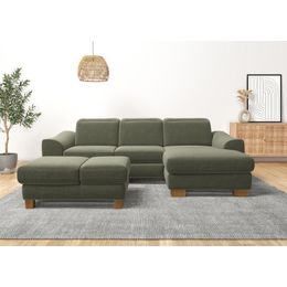Ecksofa Home Affaire "Dundee L-Form", gr&uuml;n, B:264cm H:86cm T:170cm, Flachgewebe (100% Polyester), Sofas, Ecksofa, wahlweise mit Kopfteilverstellung und zus&auml;tzlich mit Bettfunktion