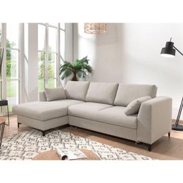 Lisa Design - Tala - 4-sitzer ecksofa links - schlaffunktion und bettkasten - aus stoff - beige