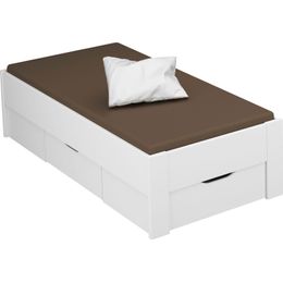 Stauraumbett Rauch "Aditio", weiß, B:96cm H:50cm L:208cm, Betten, ohne Kopfteil, inklusive Schubkästen