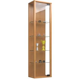 ebuy24 Stano Mini Vitrinenschrank Wandmontage 1 Glastür mit LED-Licht zum Aufhängen Buche dekor.