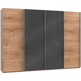 Schwebetürenschrank wimex "Level by fresh to go" Schränke Gr. B/H: 300 cm x 216 cm, 4 St., grau (plankeneichefarben, grauglas) Schranksysteme und Schrankserien mit Glastüren Synchronöffnung