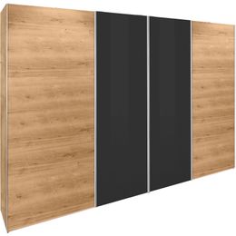 Schwebetürenschrank wimex "Level by fresh to go" Schränke Gr. B/H: 350 cm x 236 cm, 4 St., grau (plankeneichefarben, grauglas) mit Glastüren und Synchronöffnung