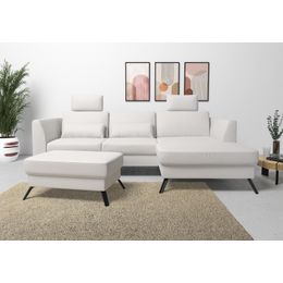 Sit & More Ecksofa SIT & MORE "Olsen L-Form", silber, B:261cm H:88cm T:172cm, 98% Polyester 2%Polyamid, Sofas, Ecksofa, inklusive Sitztiefenverstellung, wahlweise mit Bettfunktion, 15cm hoch
