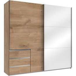 Schwebetürenschrank wimex "Level by fresh to go" Schränke Gr. B/H/T: 250 cm x 236 cm x 65 cm, 2 St., braun (plankeneichefarben, weißglas) mit Glastür