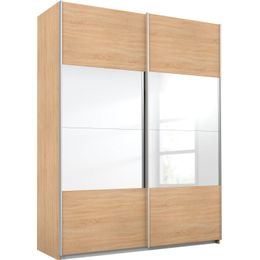 Schwebetürenschrank Rauch "Quadra" Schränke Gr. B/H/T: 181 cm x 230 cm x 62 cm, 2 St., braun (struktureichefarben hell, spiegel) Schranksysteme und Schrankserien mit Spiegelelementen