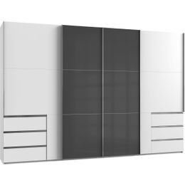 Schwebetürenschrank wimex "Level by fresh to go" Schränke Gr. B/H/T: 350 cm x 236 cm x 65 cm, 4 St., weiß (weiß, grauglas) mit Glastüren und Synchronöffnung