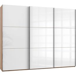 Schwebetürenschrank wimex "Level by fresh to go" Schränke Gr. B/H/T: 300 cm x 236 cm x 65 cm, 3 St., braun (plankeneichefarben, weißglas) Schranksysteme und Schrankserien mit Glastüren