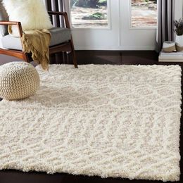 Teppich Hochflor Wohnzimmer Soft Weich Shaggy Berber Boho Elfenbein und Beige 160 x 220 cm - Surya