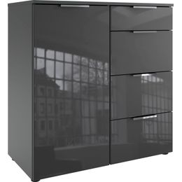 Kombikommode wimex "Level36 C by fresh to go" Sideboards Gr. B/H/T: 81 cm x 84 cm x 41 cm, 4 St., grau (graphit, glas grey) mit Glaselementen auf der Front, soft-close Funktion, 81cm breit