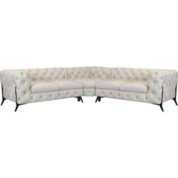 Chesterfield-Sofa LEONIQUE "Amaury L-Form", beige, B:264cm H:75cm T:262cm, Struktur (100% Polyester);Samtoptik (100% Polyester), Sofas, Chesterfield-Optik, Breite/Tiefe je 262 cm, Fußfarbe wählbar