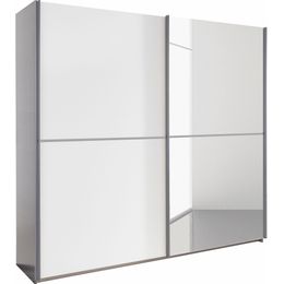 Schwebetürenschrank Rauch "Essensa" Schränke Gr. B/H/T: 226 cm x 210 cm x 62 cm, 2 St., weiß (graumetallic, weiß) Schranksysteme und Schrankserien mit Spiegeltür