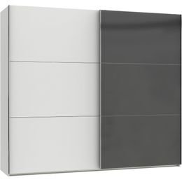 Schwebetürenschrank wimex "Level by fresh to go" Schränke Gr. B/H/T: 200 cm x 216 cm x 65 cm, 2 St., weiß (weiß, grauglas) mit jeweils einer Glastür