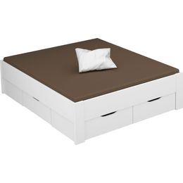 Stauraumbett Rauch "Aditio", weiß, B:166cm H:50cm L:208cm, Betten, ohne Kopfteil, inklusive Schubkästen