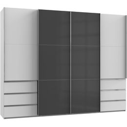 Schwebetürenschrank wimex "Level by fresh to go" Schränke Gr. B/H/T: 300 cm x 236 cm x 65 cm, 4 St., weiß (weiß, grauglas) mit Glastüren und Synchronöffnung