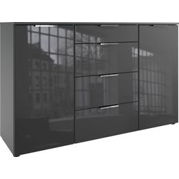 Kombikommode wimex "Level36 C by fresh to go" Sideboards Gr. B/H/T: 135 cm x 84 cm x 41 cm, 4 St., grau (graphit, glas grey) mit Glaselementen auf der Front, soft-close Funktion, 135cm breit