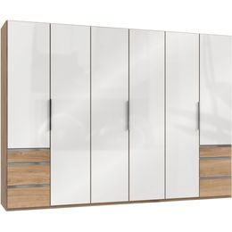 Kleiderschrank wimex "Level by fresh to go" Schränke Gr. B/H/T: 300 cm x 216 cm x 58 cm, 6 St., braun (plankeneichefarben, weißglas) Drehtürenschrank Kleiderschrank Schränke mit vollflächigen Glastüren