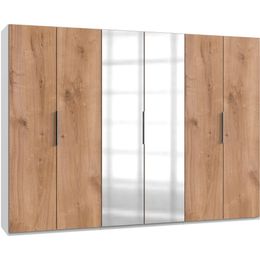 Kleiderschrank wimex "Level by fresh to go" Schränke Gr. B/H/T: 300 cm x 216 cm x 58 cm, 6 St., weiß (weiß, plankeneichefarben) mit Spiegeltüren