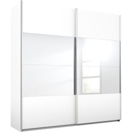 Schwebetürenschrank Rauch "Quadra" Schränke Gr. B/H/T: 226 cm x 230 cm x 62 cm, 2 St., weiß (weiß, spiegel) mit Spiegelelementen