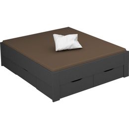 Stauraumbett Rauch "Aditio", grau (graumetallic), B:166cm H:50cm L:208cm, Betten, ohne Kopfteil, inklusive Schubkästen