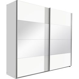 Schwebetürenschrank Rauch "Quadra" Schränke Gr. B/H/T: 136 cm x 210 cm x 62 cm, 2 St., weiß (weiß, spiegel) mit Spiegelelementen