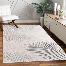 Teppich Wohnzimmer Kurzflor Blätter Floral Regenbogen Geometrisch 80x300 cm, Grau 2 - Paco Home