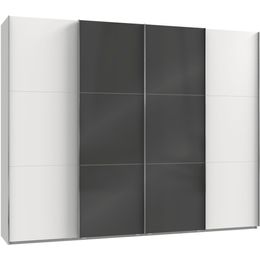 Schwebetürenschrank wimex "Level by fresh to go" Schränke Gr. B/H: 300 cm x 236 cm, 4 St., weiß (weiß, grauglas) mit Glastüren und Synchronöffnung