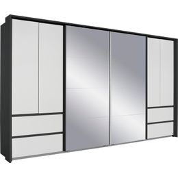 Dreh-/Schwebetürenschrank Rauch "Fulda" Schränke Gr. B/H/T: 368 cm x 214 cm x 64 cm, Passepartout ohne Beleuchtung, 6 St., grau (graumetallic, weiß) Drehtürenschrank Kleiderschrank Schwebetürenschrank Schränke mit Synchronöffnung und inkl. Passepartout