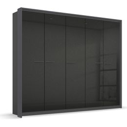 Drehtürenschrank Rauch "Oteli" Schränke Gr. B/H/T: 230 cm x 212 cm x 58 cm, ohne Beleuchtung, 5 St., grau (graumetallic, effektgrau hochglanz) inkl. Passepartout optional mit Beleuchtung