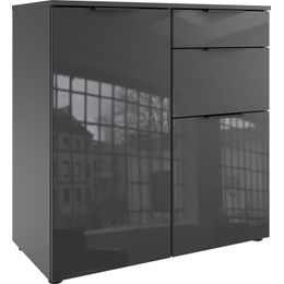 Kombikommode wimex "Level36 black C by fresh to go" Sideboards Gr. B/H/T: 81 cm x 84 cm x 41 cm, 2 St., grau (graphit, glas grey) mit Glaselementen auf der Front, soft-close Funktion, 81cm breit