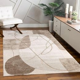 Paco Home - Teppich Wohnzimmer Kurzflor Blätter Floral Regenbogen Geometrisch 80x150 cm, Beige