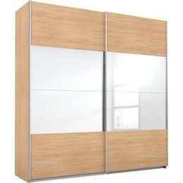 Schwebetürenschrank Rauch "Quadra" Schränke Gr. B/H/T: 226 cm x 230 cm x 62 cm, 2 St., braun (struktureichefarben hell, spiegel) Schranksysteme und Schrankserien mit Spiegelelementen