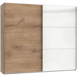 Schwebetürenschrank wimex "Level by fresh to go" Schränke Gr. B/H/T: 200 cm x 216 cm x 65 cm, 2 St., braun (plankeneichefarben, weißglas) Schranksysteme und Schrankserien mit jeweils einer Glastür