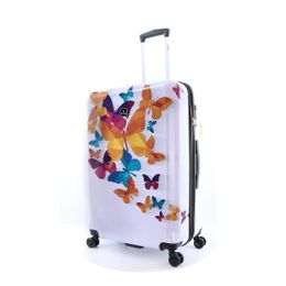 Koffer Saxoline "Schmetterling" Gr. B/H/T: 51 cm x 78.5 cm x 30.5 cm, bunt (weiß, mehrfarbig) Koffer Trolleys mit integriertem Zahlenschloss