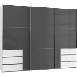 Schwebetürenschrank wimex "Level by fresh to go" Schränke Gr. B/H/T: 300 cm x 236 cm x 65 cm, 3 St., weiß (weiß, grauglas) Schranksysteme und Schrankserien mit Glastüren