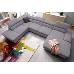Sit & More Wohnlandschaft SIT & MORE "Alcatraz U-Form", grau, B:350cm H:94cm T:226cm, Struktur fein (97% Polyester, 3% Polyamid);Luxus-Microfaser ALTARA NUBUCK (95% Polyester, 5% Baumwolle);Struktur (100% Polyester), Sofas, Wohnlandschaft, wahlweise mit Bettfunktion